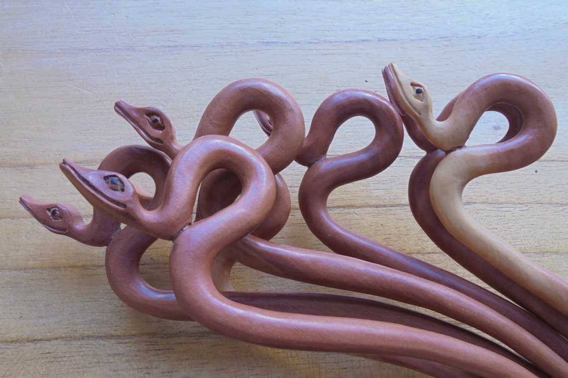 Wood Hair Stick Snake Hair Pin Hair Fork in Single Prong | Etsy