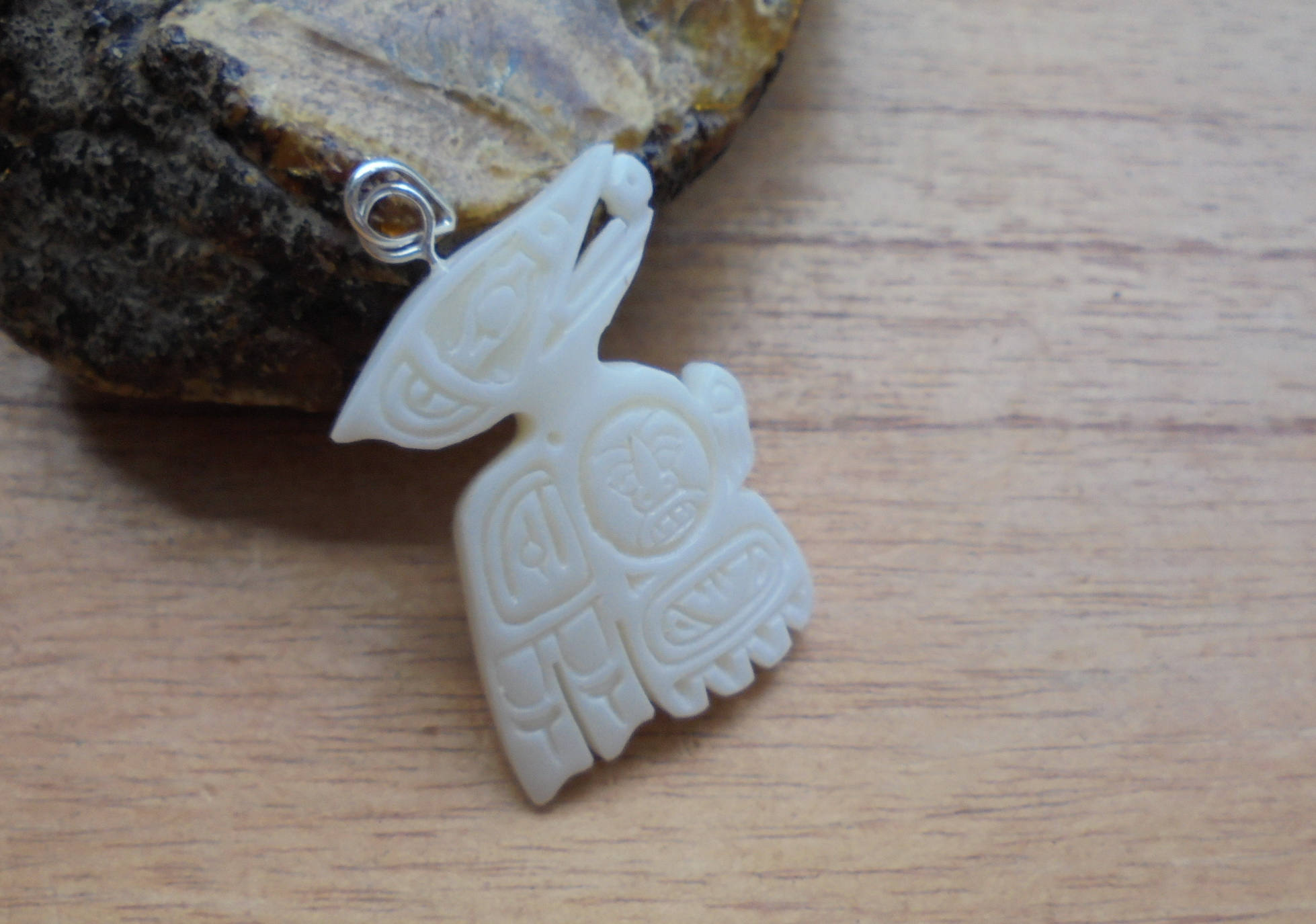 Raven Bone Pendant Raven Northwest Coast Bali Bone Carving | Etsy