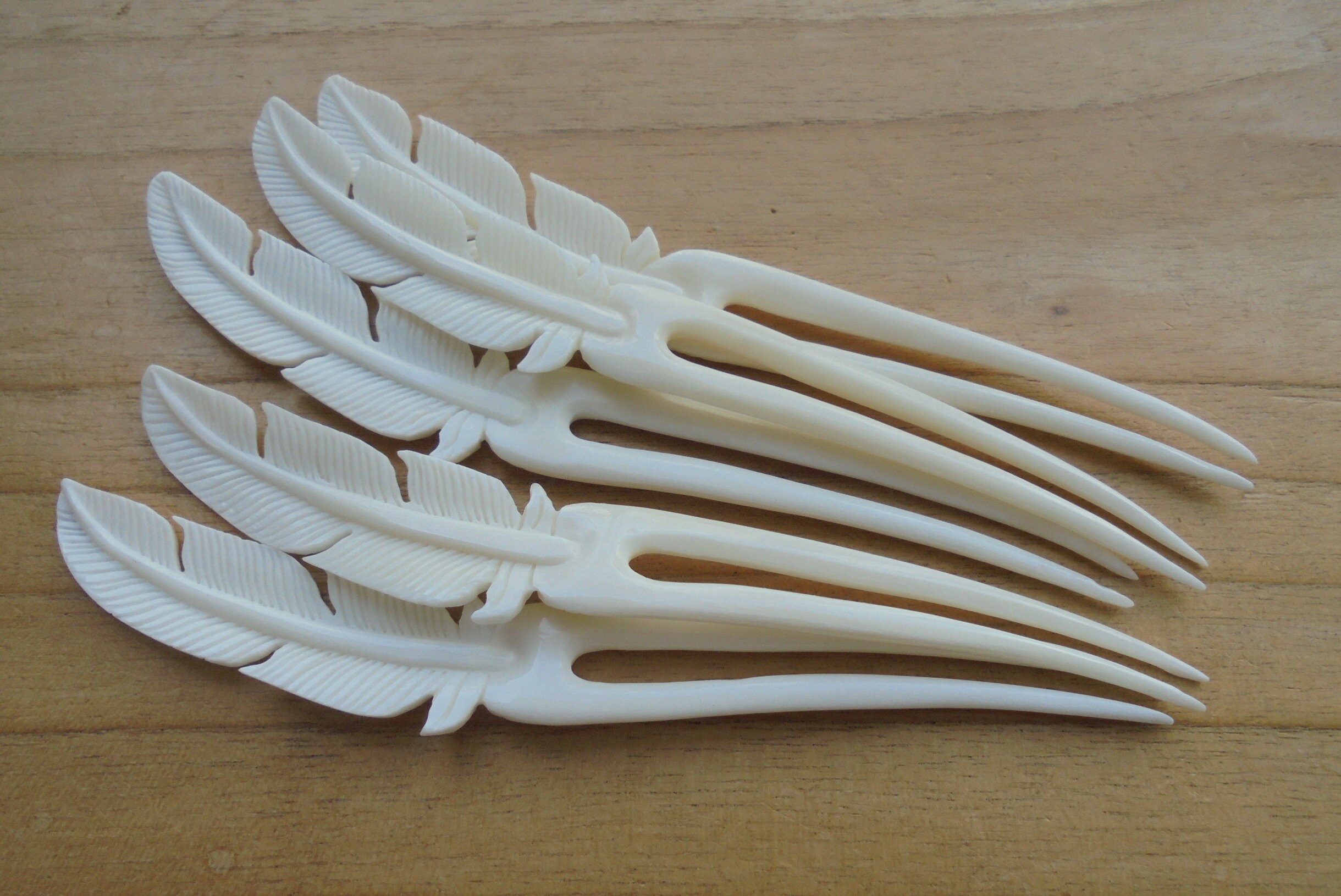 Feather Bone Hair Sticks, Hair Pin, Hair Fork, 2 Prongs Hair ...