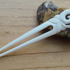 Bone Hair Sticks, Koru Spiral Carving, Hair Fork, 2 Prongs Accessories ...
