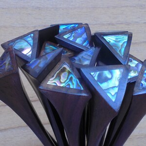 1 Prong Wood Hair Sticks With Paua Shell Inlay, Hair Pin, Hair Fork ...