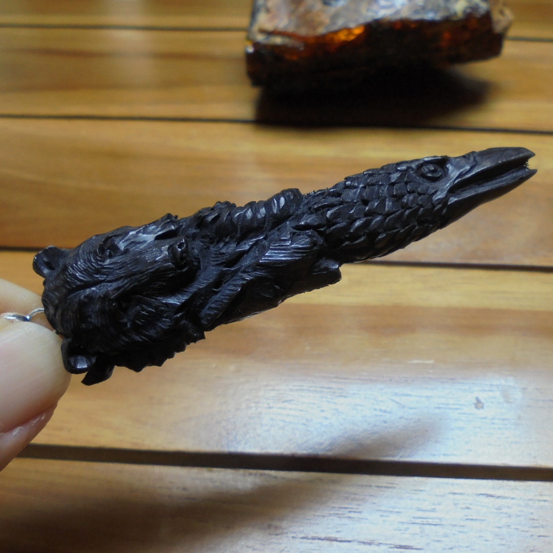 Moose Bear Wolf Goat Raven Pendant , Black Pendant From Buffalo Horn ...