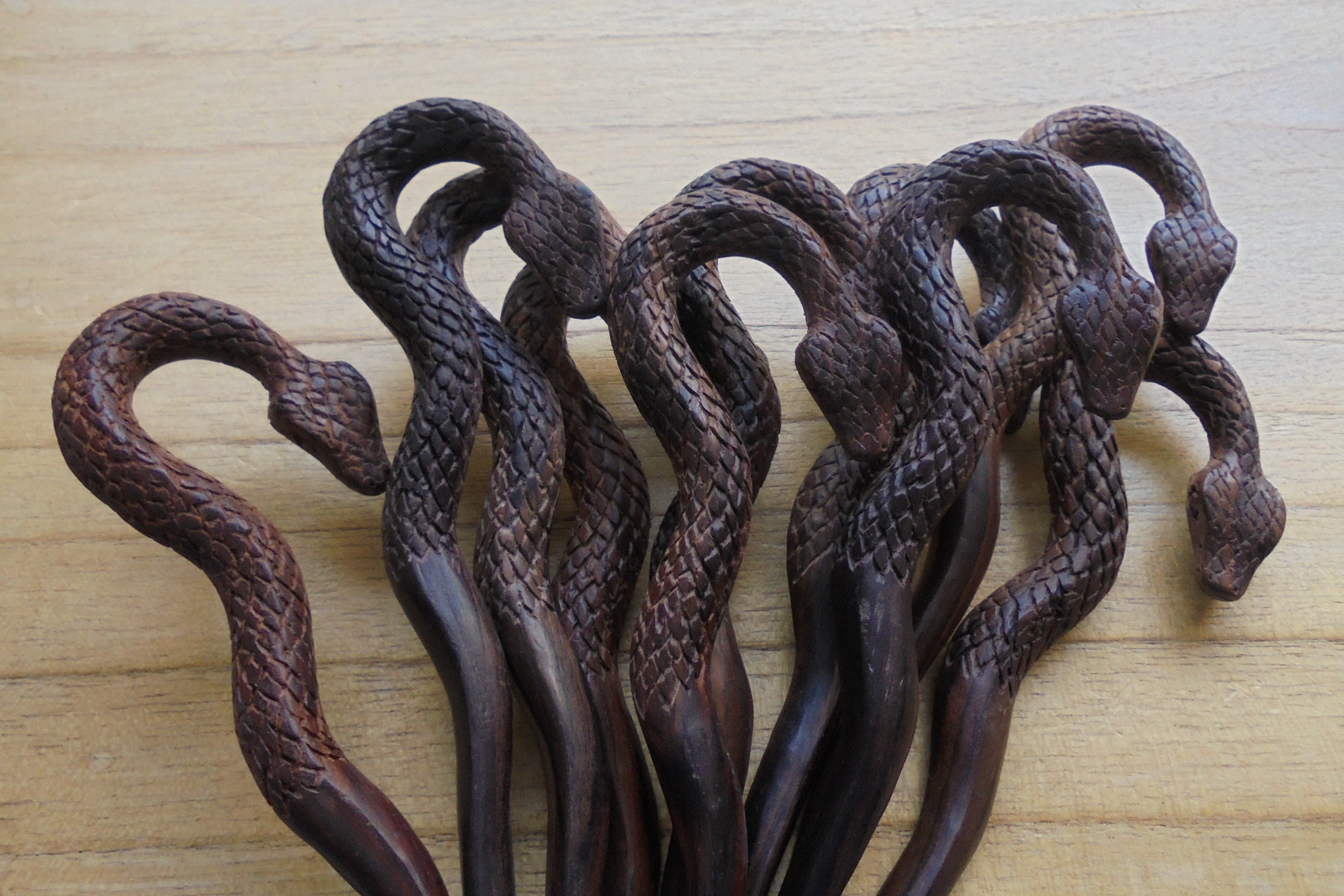 Wood Hair Stick Snake Hair Pin Hair Fork in Single Prong | Etsy