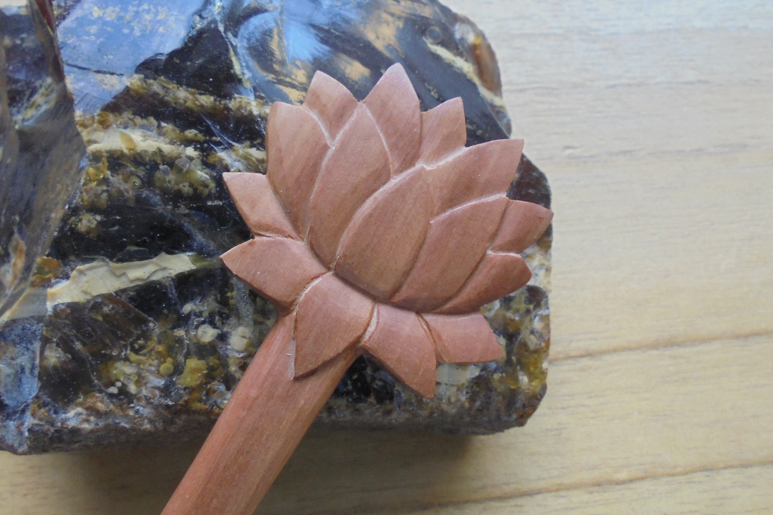 Single Prong Lotus Hair Pin, Wood Hair Sticks, Hair Fork, Hair ...