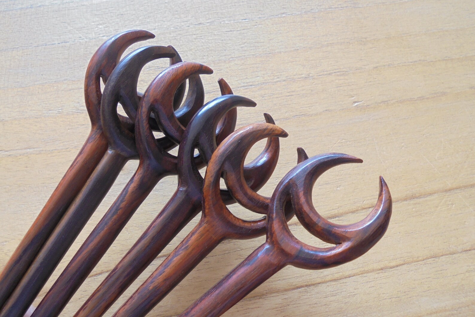 Wood Hair Stick, Crescent Moon Hair Stick, Hair Pin in Single Prong ...