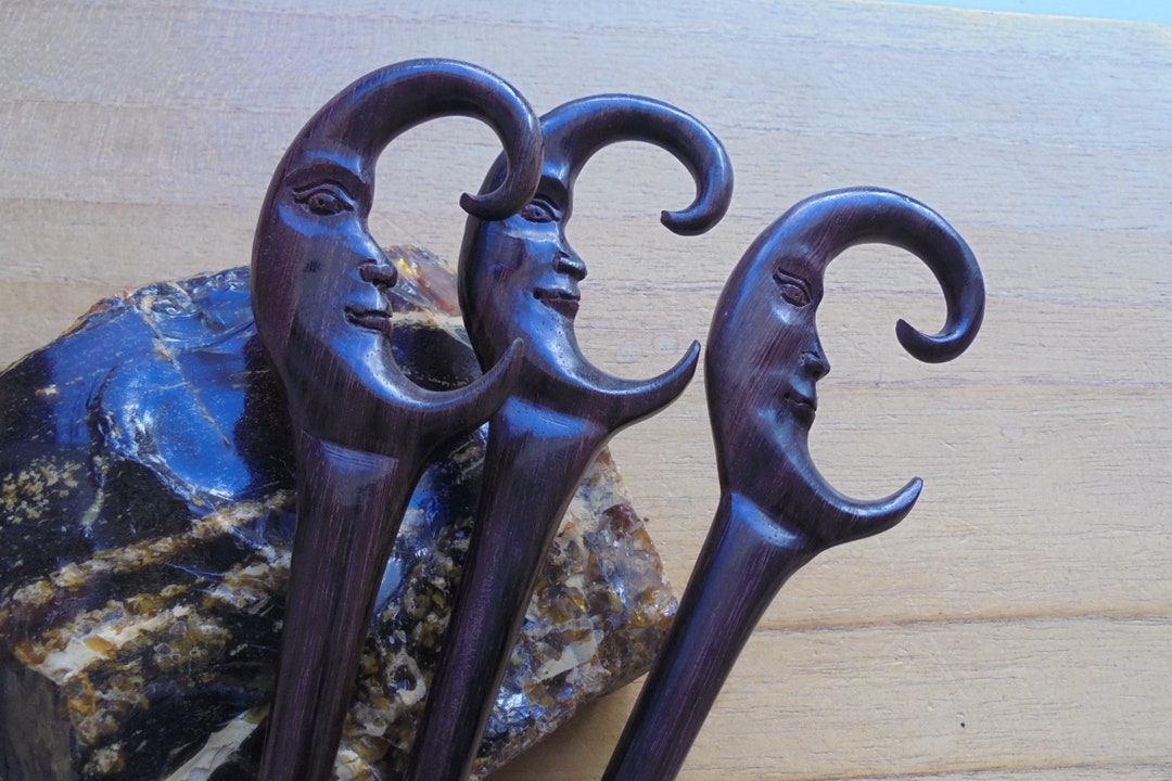 CRESCENT MOON Wood Hair Stick, Hair Stick, Hair Pin in Single Prong HS ...