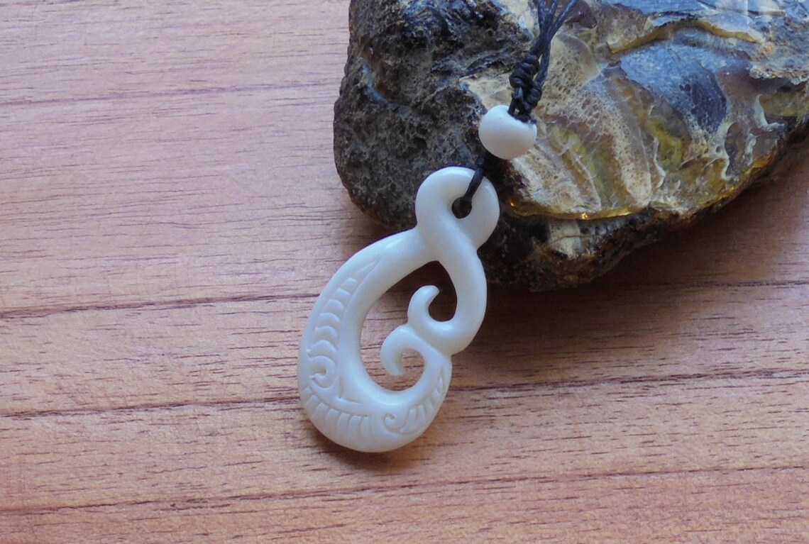 Maori Twist Koru Bone Necklace Bone Pendant Bali Bone | Etsy