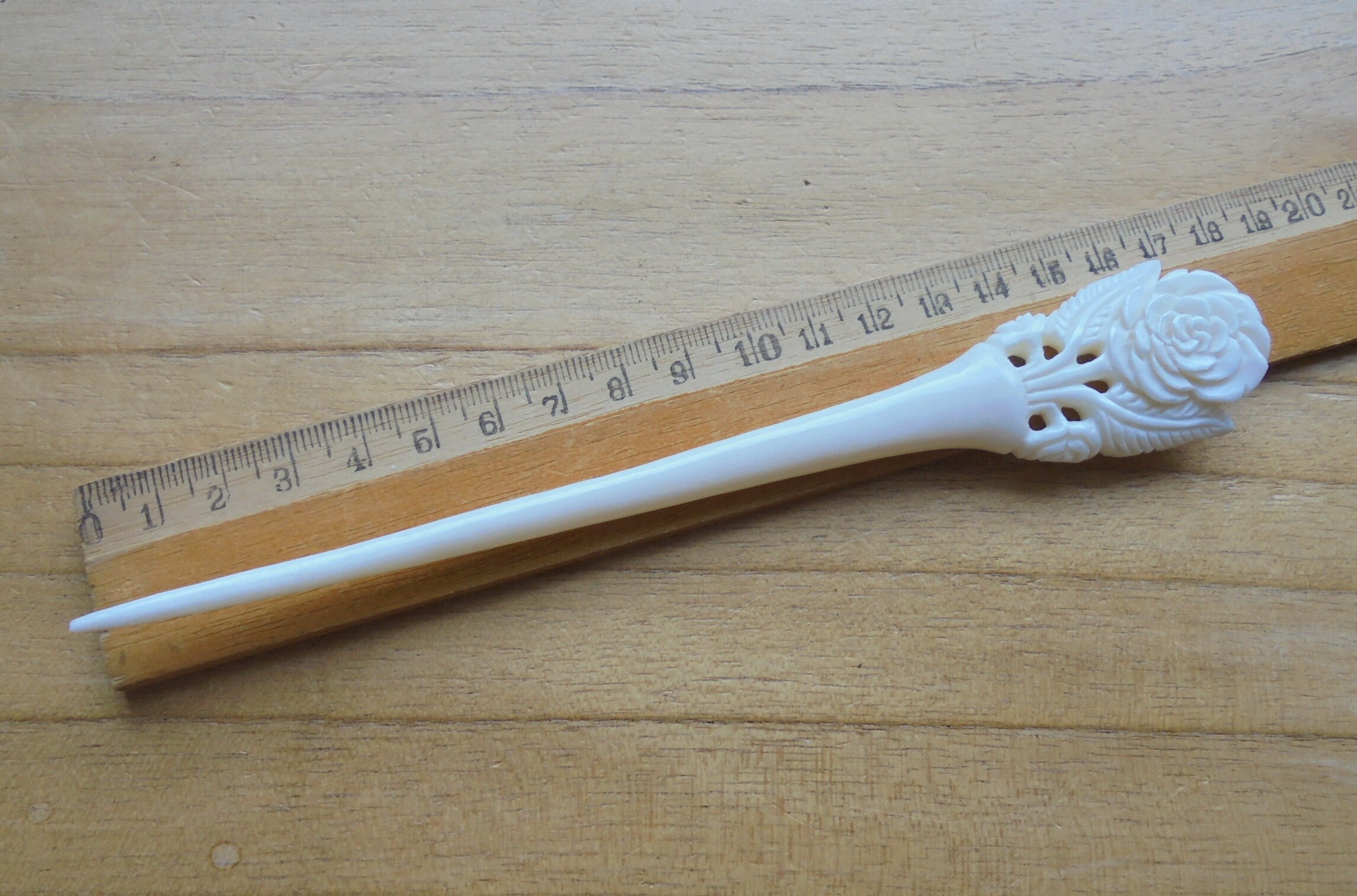 Bone Hair Sticks, Flower Hair Pin, Hair Fork in Single Prong, Rose Hair ...