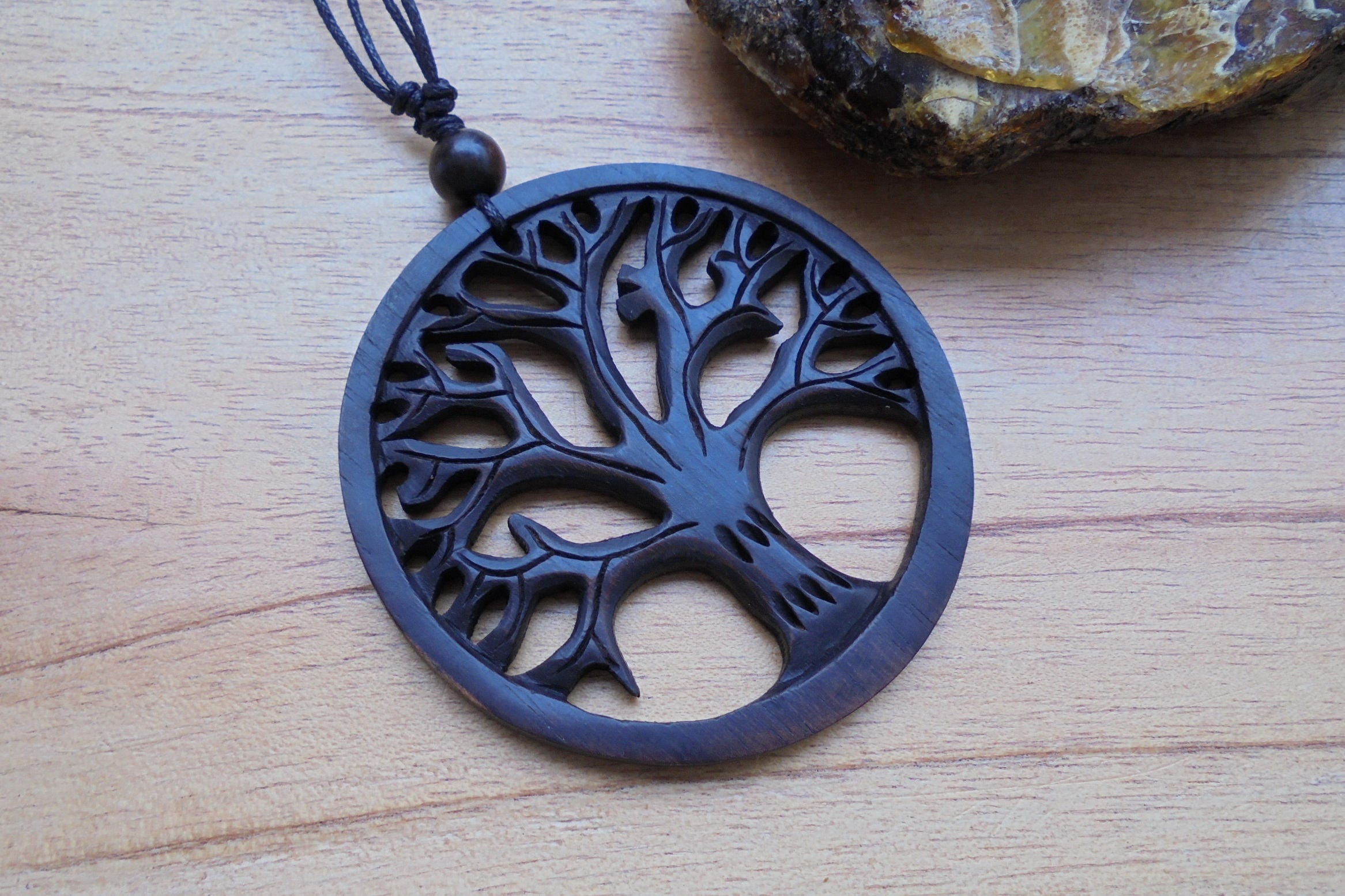 Tree of Life Wood Pendant, Wood Necklace,wood Carving Jewelry LG - Etsy