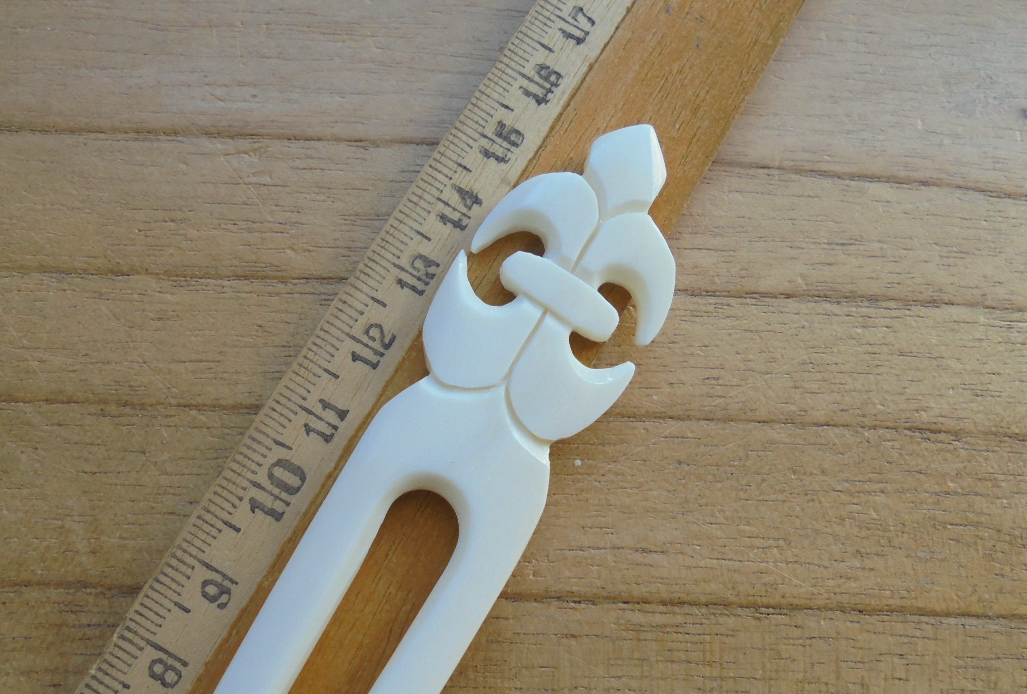 Carved Bone Hair Sticks, Two Prong Hair Pin - Etsy