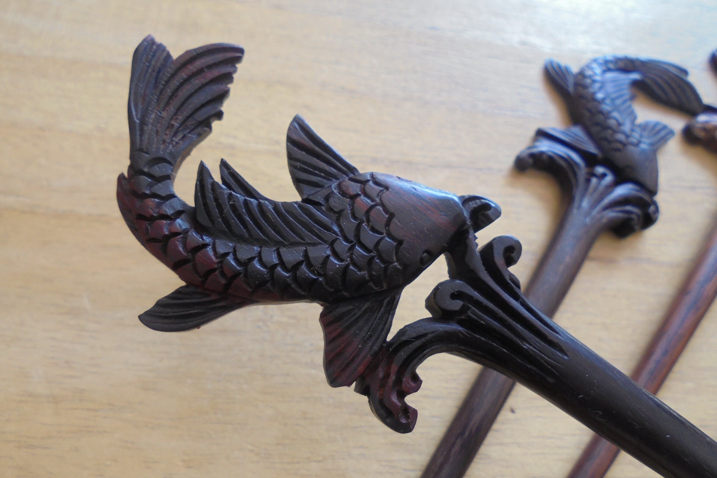 Wood Hair Sticks Gold Fish Hair Pin Koi Fish Hair Fork in | Etsy