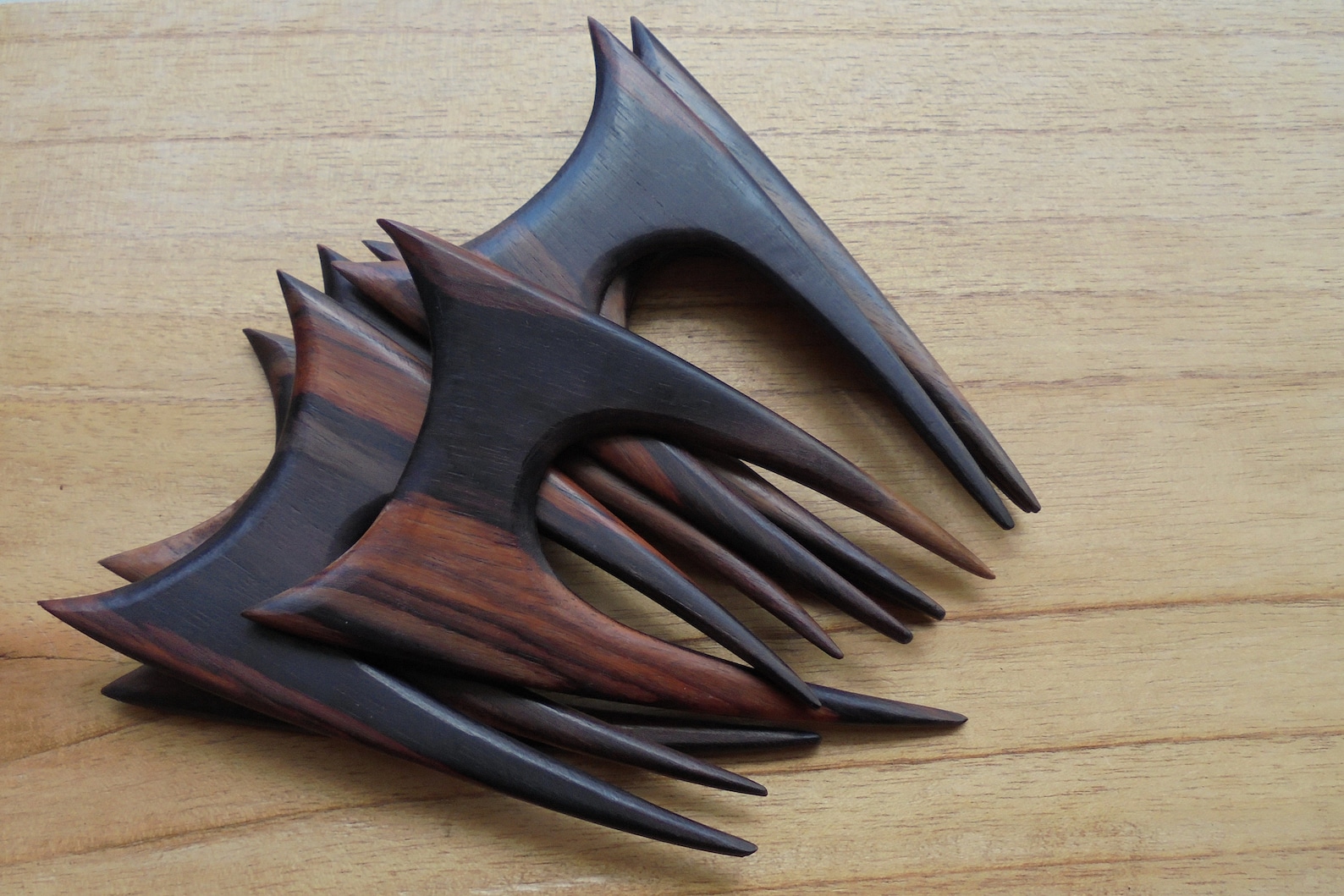 2 Prong Wood Hair Sticks, Hair Pin, Wood Hair Fork, Hair Accessories ...