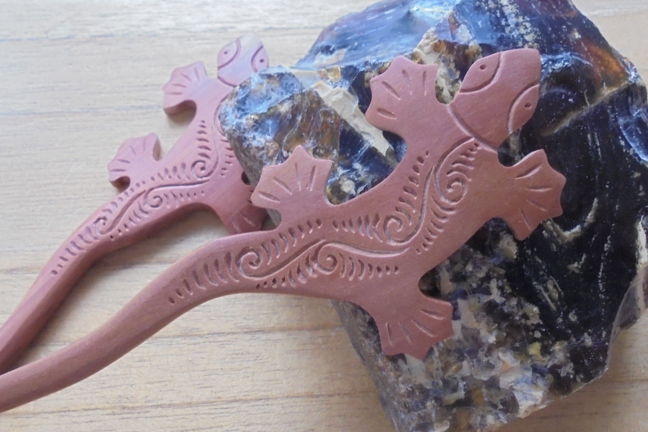 1 Prong Gecko Lizard Wood Hair Stick Hair Pin Hair Fork | Etsy