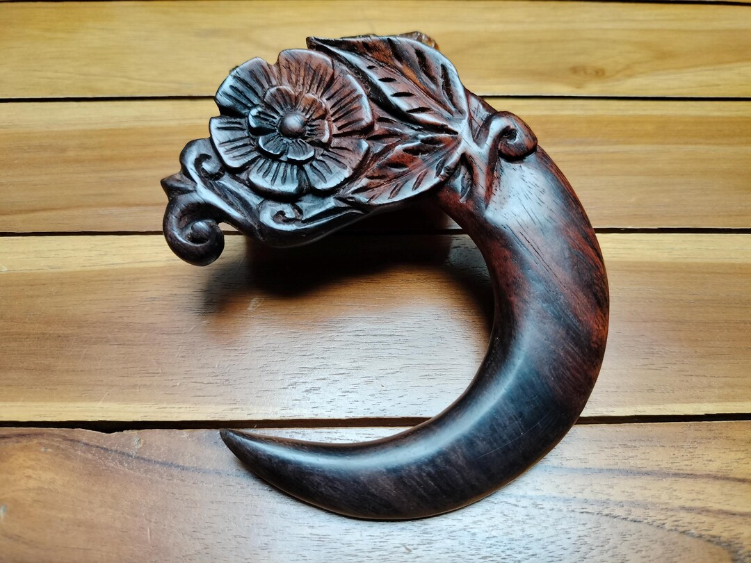 CURVED FLOWER Crescent Moon Half Moon Crescent Moon Wood Hair Sticks ...