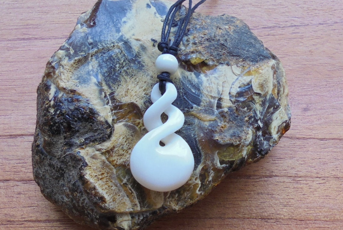 Double Twist Bone Necklace Bone Pendant Bali Bone Carving | Etsy