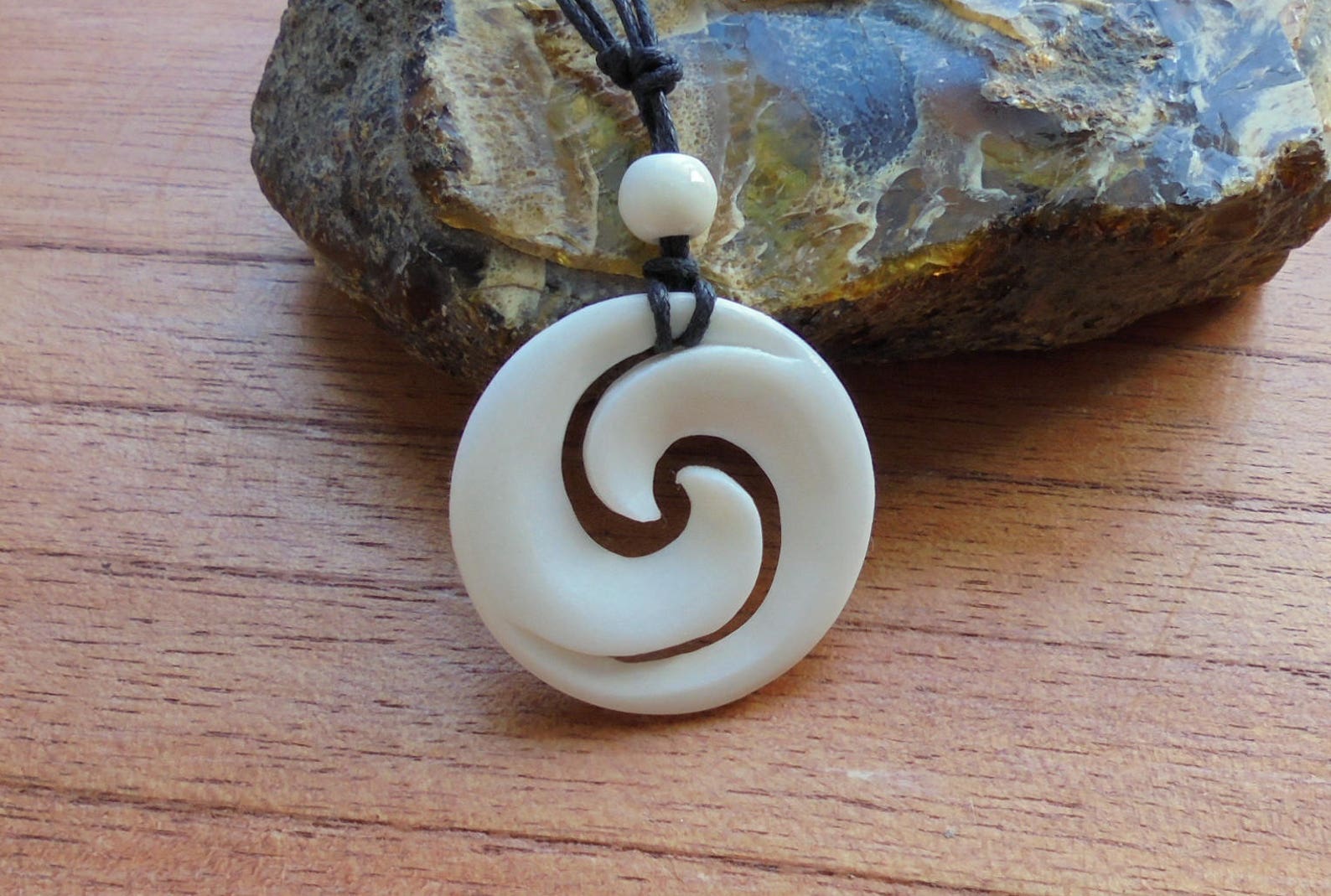 Maori Koru Spiral Bone Necklace Bone Pendant Bali Bone | Etsy