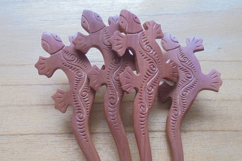 1 Prong Gecko Lizard Wood Hair Stick Hair Pin Hair Fork | Etsy