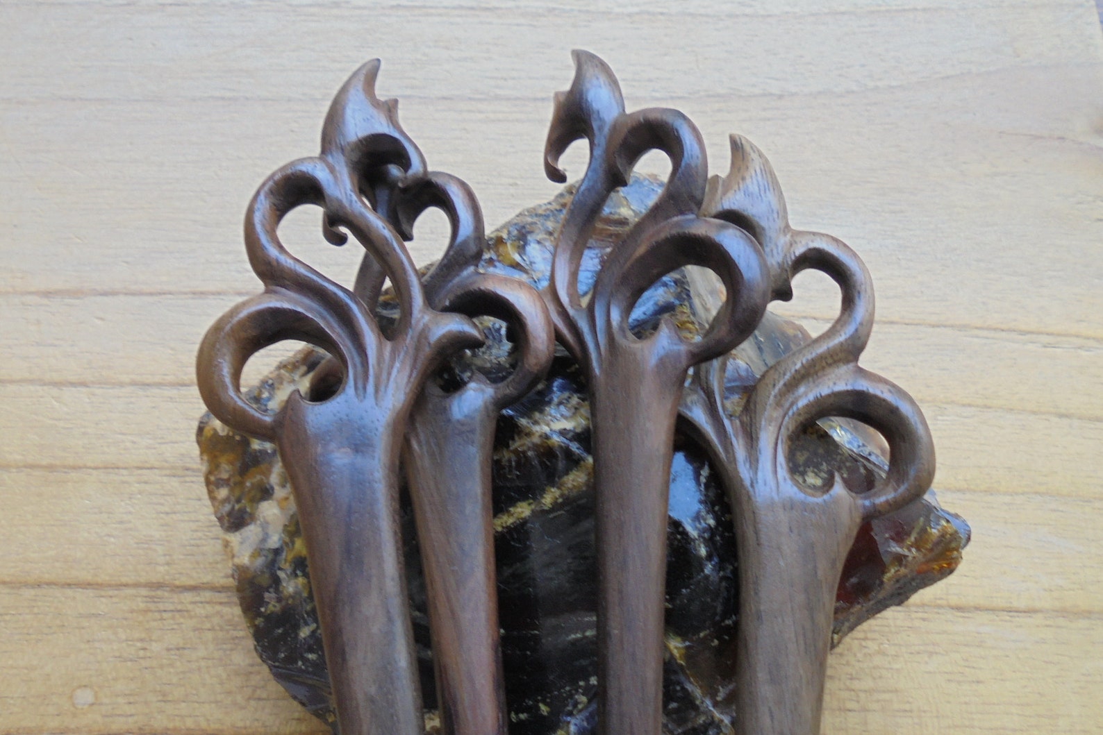 1 Prong Wood Hair Stick, Tribal Hair Sticks, Hair Fork, Hair Pin, Wood ...