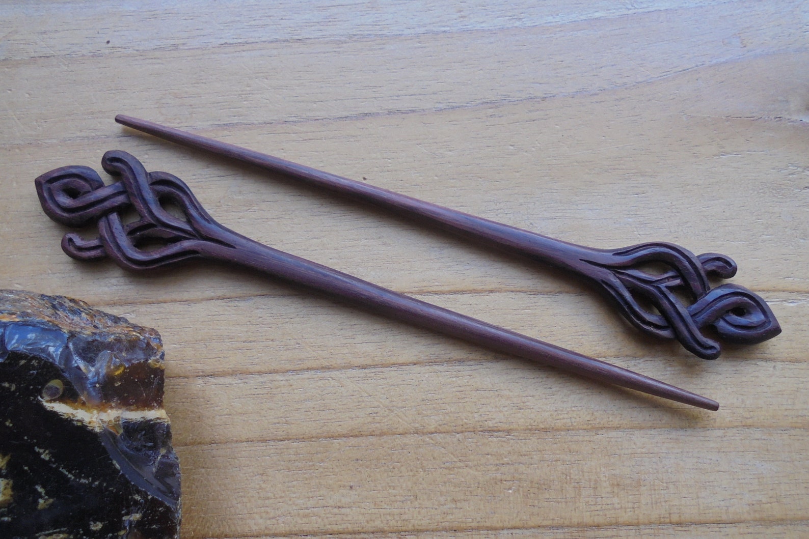 One/single Prong Wood Celtic Hair Stick Celtic Knot Hair Pin | Etsy