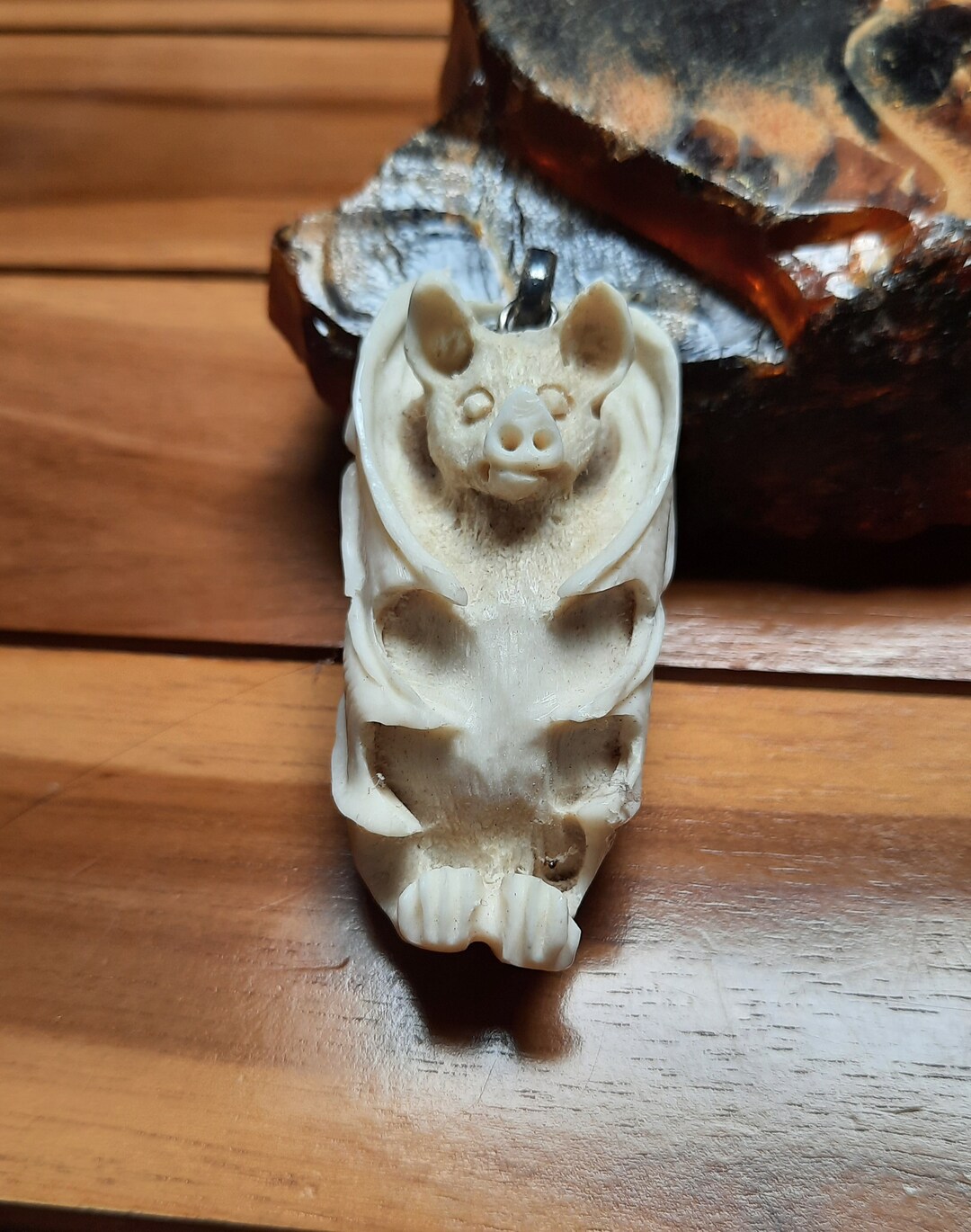Bat Pendant, Bat Carving Deer Antler Bali Jewelry BAT16 - Etsy