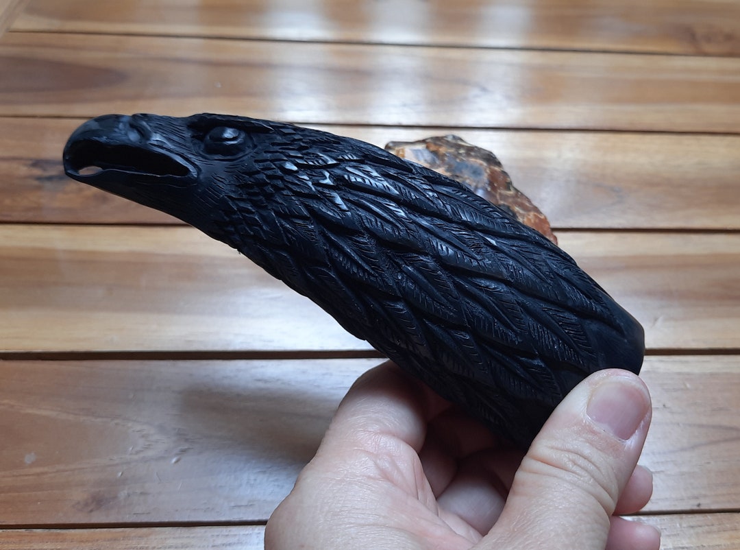 Hand Carved Eagle Head Handle Black Eagle Buffalo Horn - Etsy
