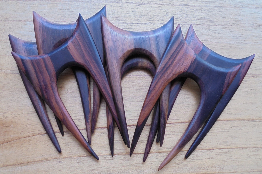 2 Prong Wood Hair Sticks, Hair Pin, Wood Hair Fork, Hair Accessories ...