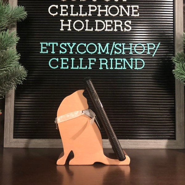 Wood Cat Cell Phone Holder - Etsy
