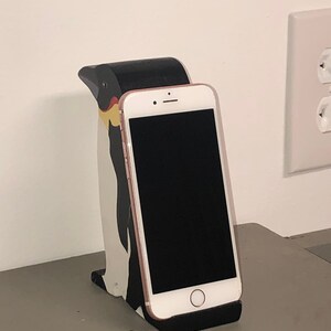 Penguin Cellphone Holder, Wood Phone Holder, Cell Phone Stand, Desk ...
