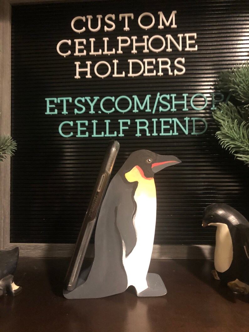 Penguin CellPhone Holder Wood Phone Holder Cell Phone Stand | Etsy