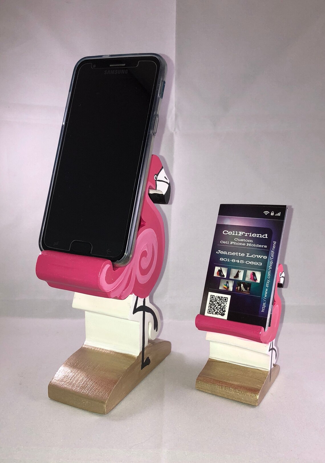 Flamingo Cell Phone Stand and Business Card Holder | Etsy