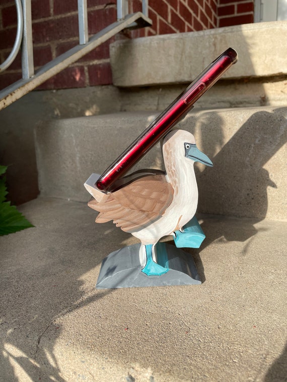 Blue Footed Booby Cell Phone Holder Wood Phone Holder Cell - Etsy