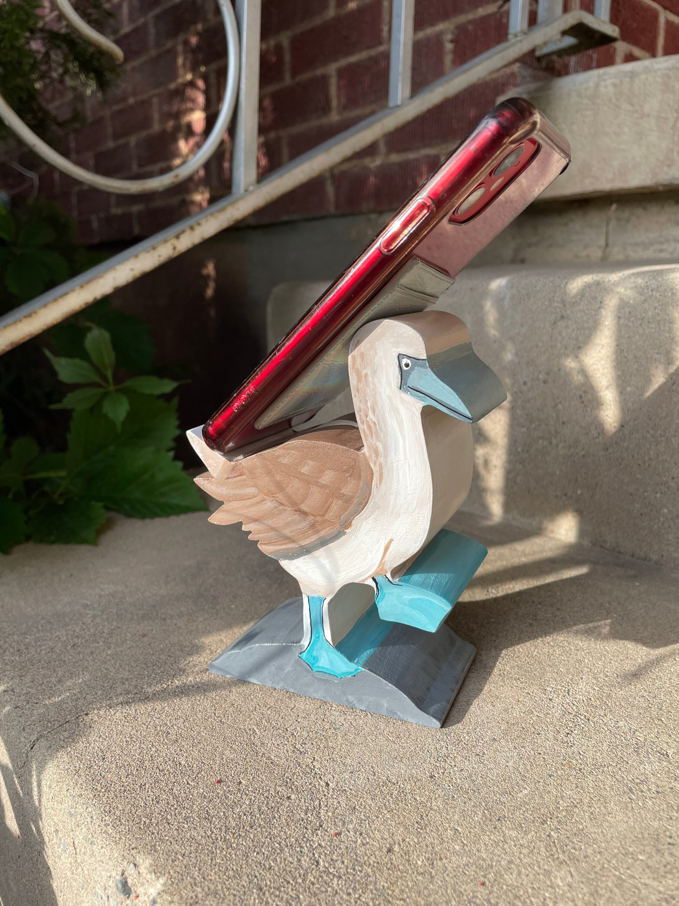 Blue Footed Booby Cell Phone Holder Wood Phone Holder Cell | Etsy