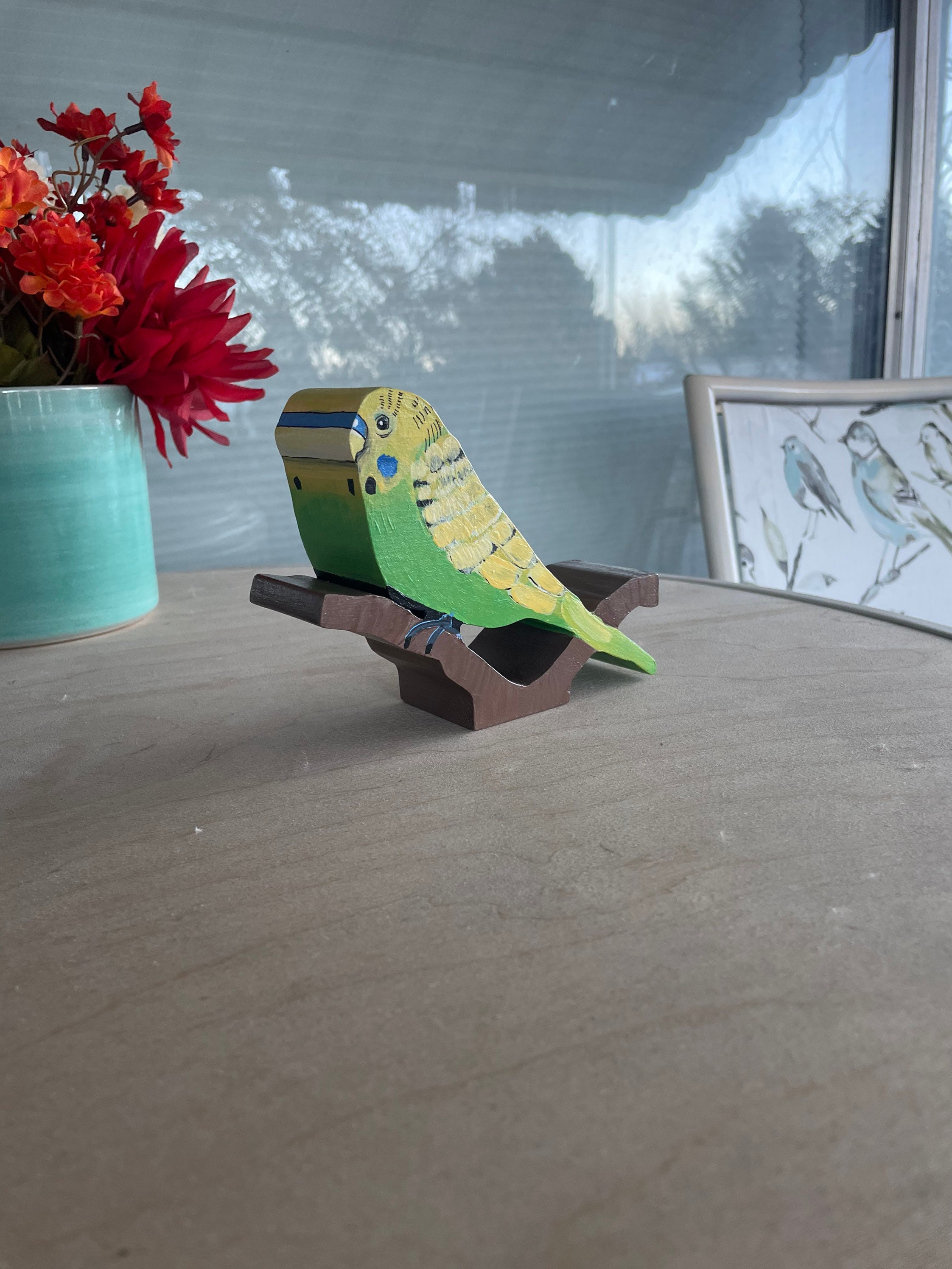 Parakeet Cell Phone Holder Wood Phone Holder Cell Phone | Etsy