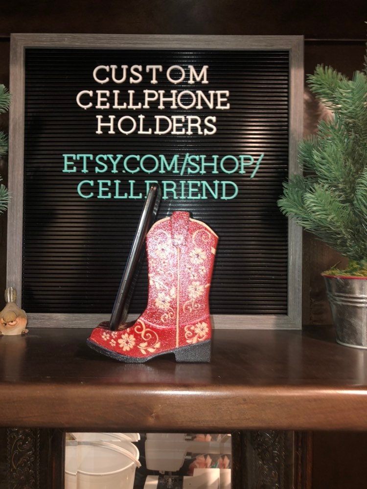 Cowboy Boot Cell Phone Holder Wood Phone Holder Cell Phone - Etsy