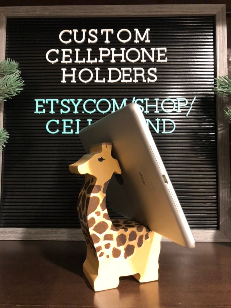 Giraffe Cell Phone Stand Wood Phone Stand Phone Holder Ipad - Etsy