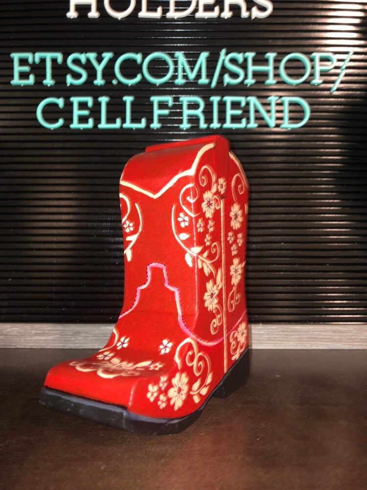Cowboy Boot Cell Phone Holder Wood Phone Holder Cell Phone - Etsy