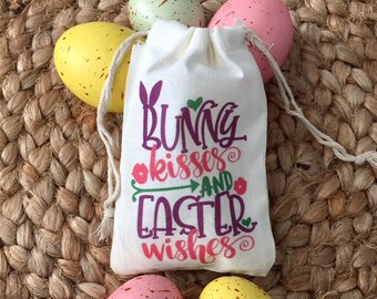 Set of 10 Easter Bags Cotton Muslin Favor and Candy Bags | Etsy