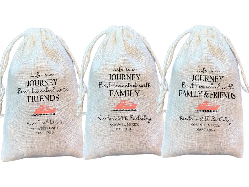 Cruise Ship Survival Kit Gift and Favor Bags, Life is a Journey Best ...