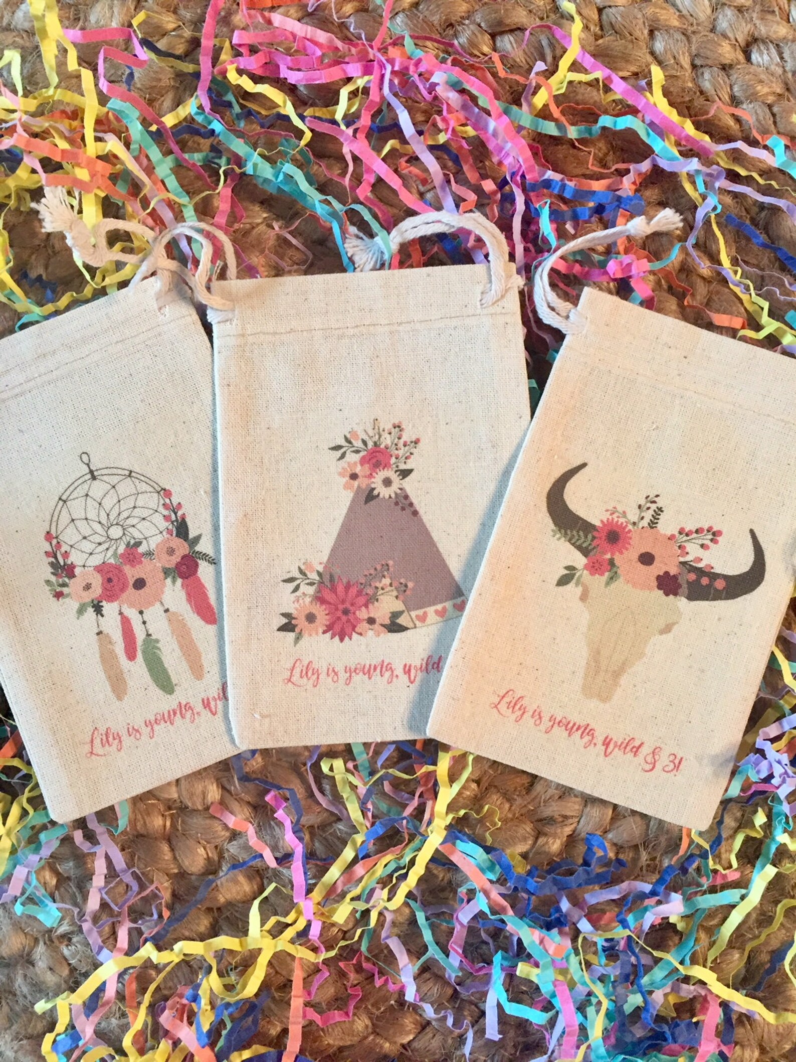 Set of 10 Tribal Boho Theme Party Favor Bags for Wild ONE TWO - Etsy