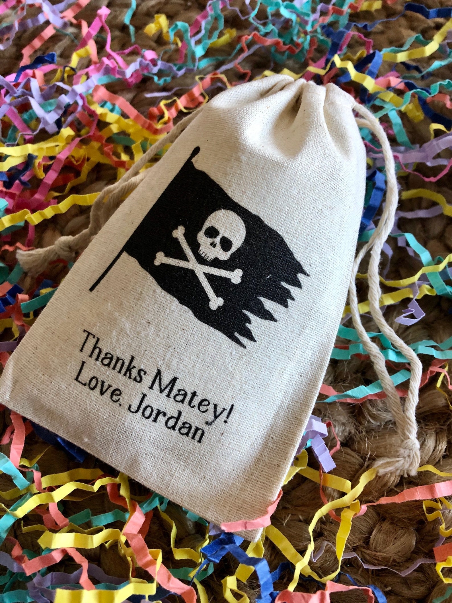 Set of 10 Personalized Pirate Flag Party Favors Custom Muslin Cotton ...
