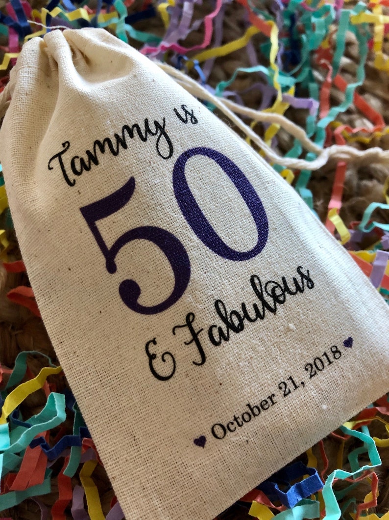 Set of 10 Personalized Party Favor Bags fifty & - Etsy