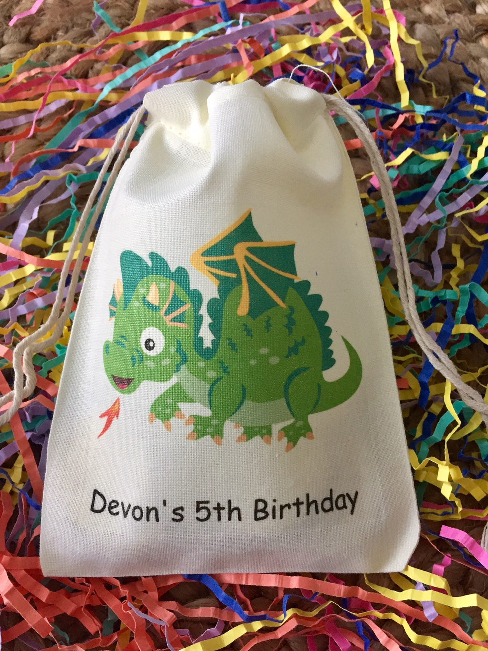 Set of 10 Personalized Dragon Party Favors Custom Muslin | Etsy
