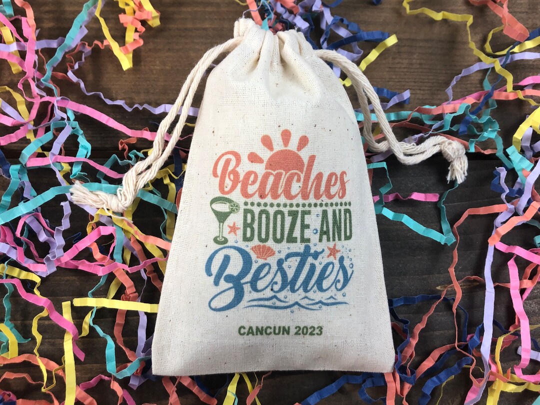 Set of 10 Beaches Booze and Besties Beach Girls Trip Survival Kit Bags ...