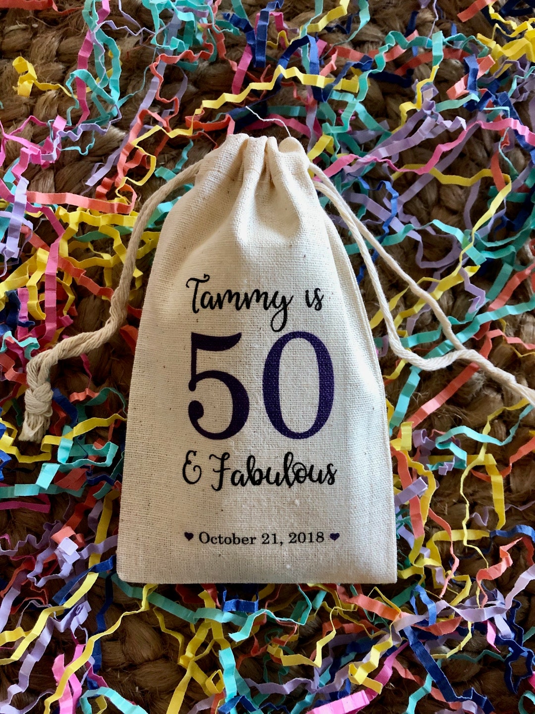 Set of 10 Personalized Party Favor Bags fifty & Fabulous 50th Birthday ...