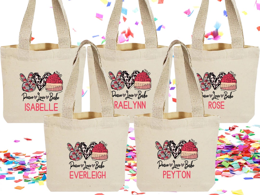 Set of 5 Personalized Cooking or Baking Party Favor Tote Bags (item ...