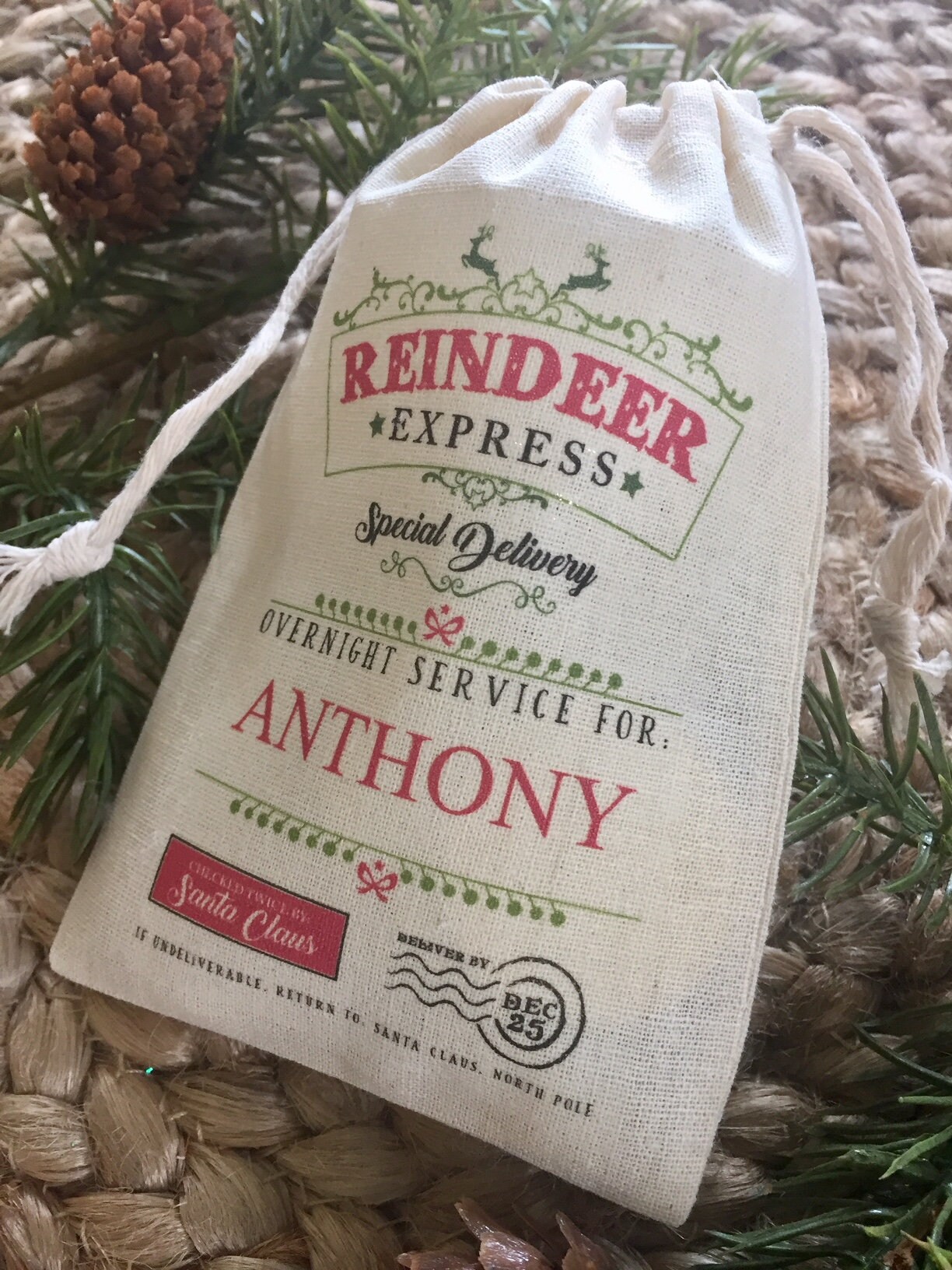 Set of 10 Small Personalized Santa Bags / Christmas Party | Etsy