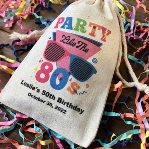 Set of 10 Personalized 80s Theme Party Favor Bags Party Like the 80s ...