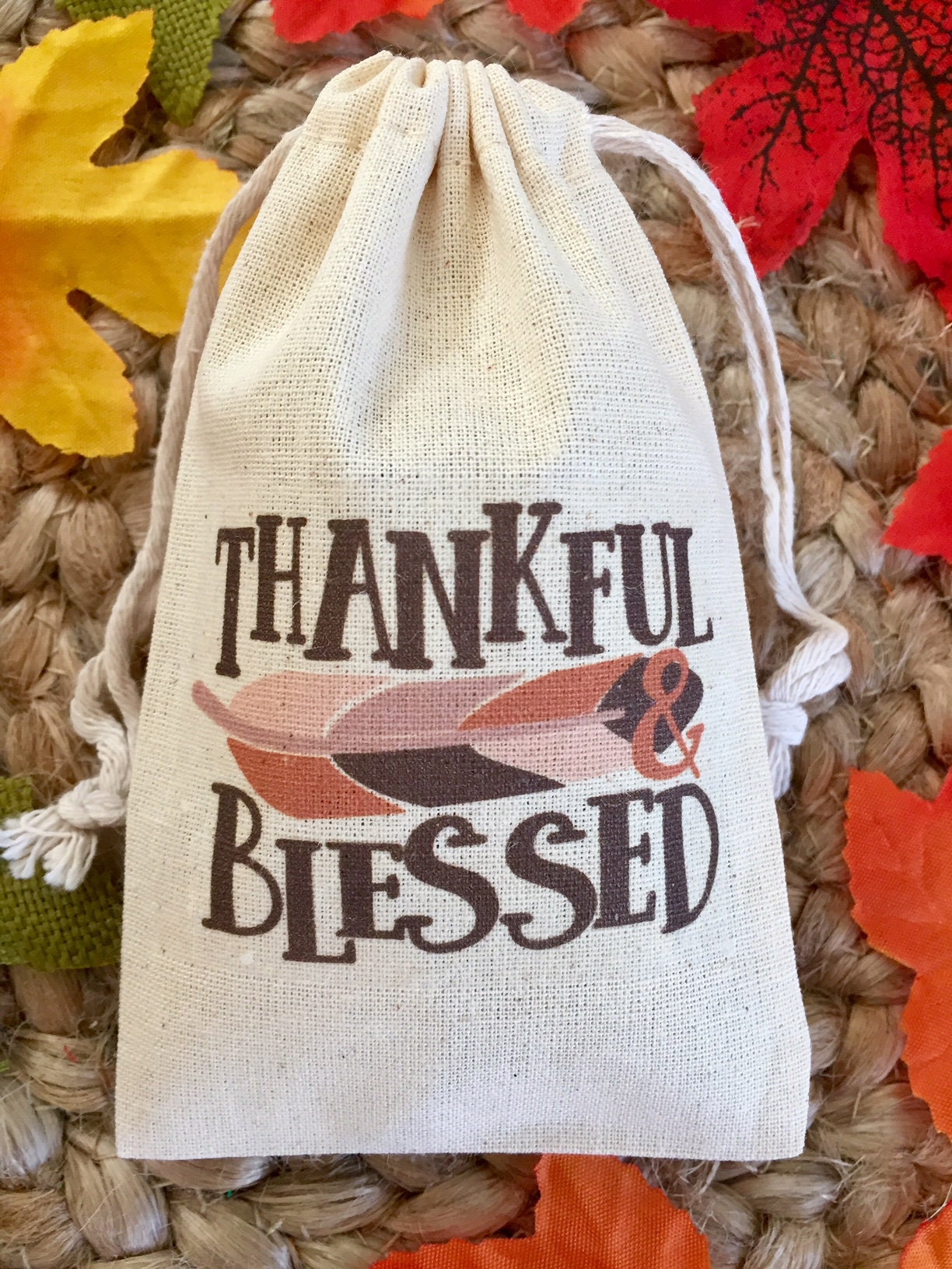 Set of 10 Thanksgiving Favor Bags / Thankful & Blessed Treat | Etsy