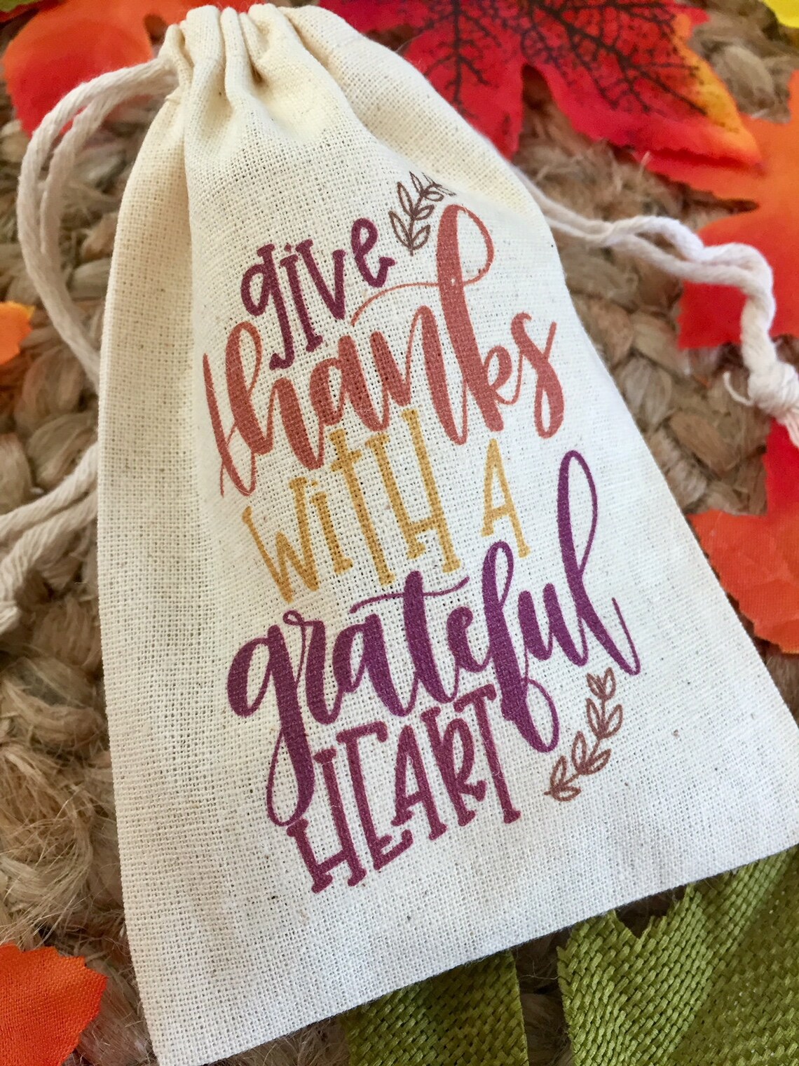 Set of 10 Thanksgiving Favor Bags / Give Thanks With a | Etsy