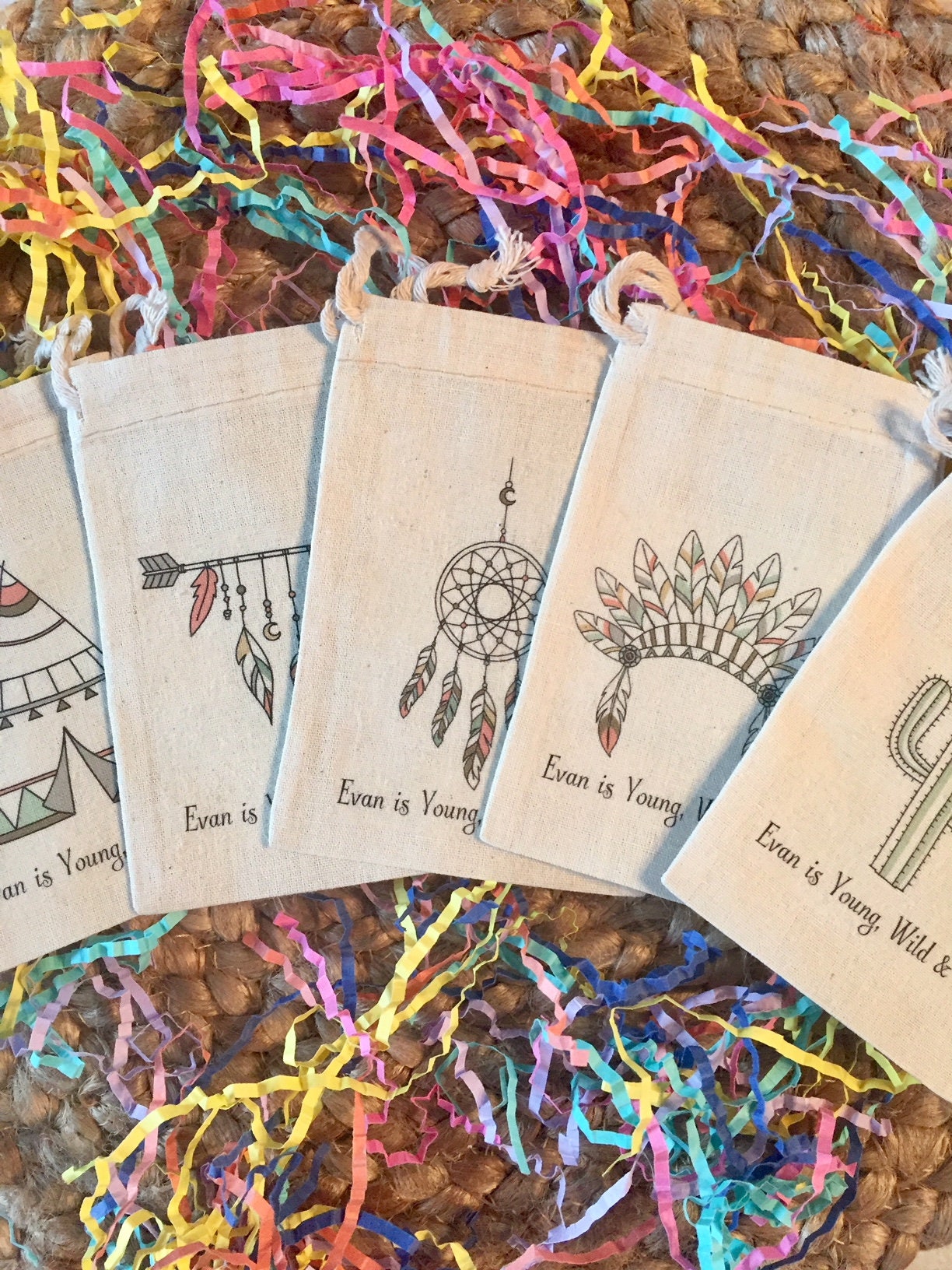 Set of 10 Tribal Boho Theme Party Favor Bags for Wild ONE TWO | Etsy